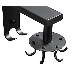 Pamazar Under Cabinet Kitchen Utensil Banana Hooks Holder 360° Rotating Wall Drilling Free Adhesive Hanging Rack for Tools/Towel/Knife Aluminum Black