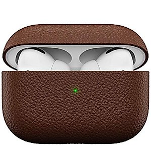 KeyBudz AirPods Pro Leather Case - Handcrafted Fully-Wrapped Genuine Italian Leather Compatible with AirPods Pro (Natural Brown)