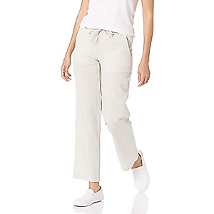 Amazon Essentials Women's Linen Blend Drawstring Wide Leg Pant (Available in Plus Size), Ecru, Large