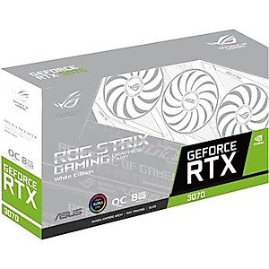 ASUS ROG Strix NVIDIA GeForce RTX 3070 V2 White OC Edition Gaming Graphics Card (PCIe 4.0, 8GB GDDR6, LHR, HDMI 2.1, DisplayPort 1.4a, White Color Scheme, Axial-tech Fan Design, 2.9-Slot)