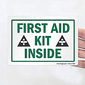 SmartSign "First Aid Kit Inside" Label | 3.5" x 5" Laminated Vinyl