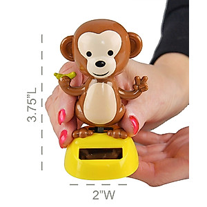 Home-X Solar-Power Dancing Monkey Figure, Office Décor, 3 3/4” Tall