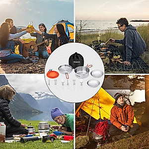 KingCamp 17/25pcs Stainless Steel Camping Cookware Mess Kit Camping Cooking Set Backpacking Gear Lightweight Pots and Pans Set with Folding Knife Fork for Camping Hiking Picnic