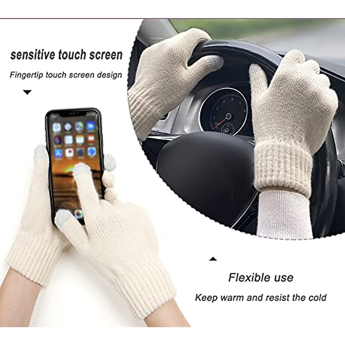 Women Beanie Hats Winter Gloves, Soft Knit Warm Hat and Gloves Sets, Lady Earmuffs Cap,Beanie Hats for Women Young Girls (one Size, Dark Gray (hat & Gloves))