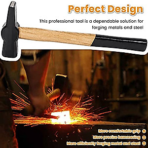 Blacksmith Tongs+Hammer Set Knife Making Tongs Wolf Jaw V-Bit Tongs Starter Beginner Bladesmith Metalworking Forge Anvil Vise Tool 0000811-1000 (3 PCS)