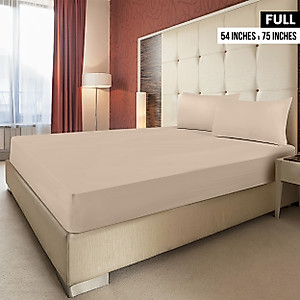 Utopia Bedding Full Fitted Sheet - Bottom Sheet - Deep Pocket - Soft Microfiber - Shrinkage and Fade Resistant - Easy Care -1 Fitted Sheet Only (Beige)