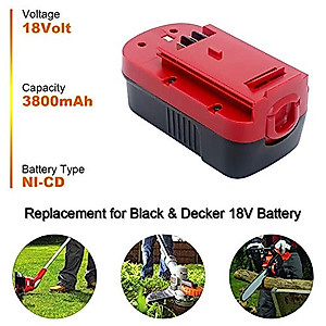 ELEFLY 2 Pack 18V 3.8Ah Ni-CD HPB18 Battery Replacement for Black and Decker 18V Battery HPB18 HPB18-OPE 244760-00 FS18FL FSB18, Compatible with Black & Decker 18 Volt Cordless Power Tools