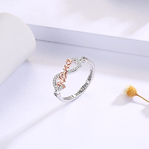 925 Sterling Silver Mom Nana Sister Daughter Bestie Ring for Women I Love You Forever Mothers Day Christmas Birthday Rings Jewelry Gifts (Nana, 10)