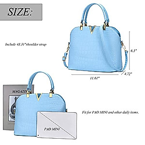 SHUIANGRAN Light Blue Satchels for Women Womens Purses and Handbags Ladies PU Leather Top Handle Shoulder Tote Bags
