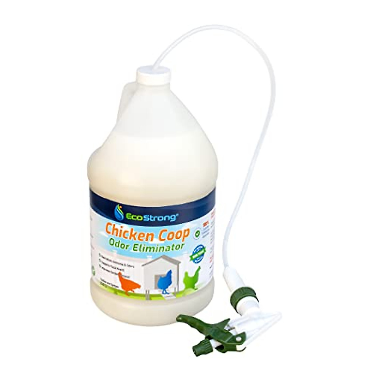 Eco Strong Chicken Coop Cleaner and Odor Eliminator, All Natural Deodorizer - Ready to Use - 128 oz w Sprayer