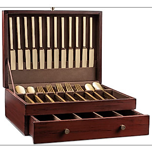 Royalty Art Fine Silverware Storage Box with Pull Out Drawer, 15” x 11”, Large Kitchen Counter Organizer for Flatware and Utensils, Decorative Home Decor (Medium)