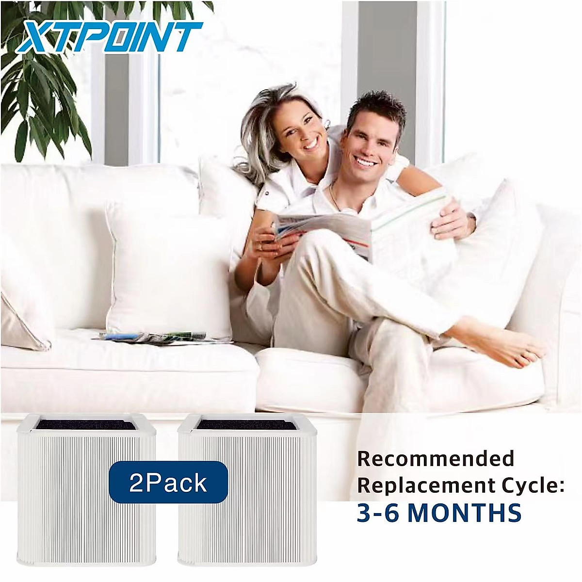 2 Pack 211+ Replacement Filter Compatible with Blueair Blue Pure 211+ Air Cleaner Purifier, Foldable Particle and Activated Carbon Replacement Filter