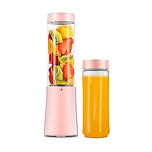 Mini juicer Food Grade PC Safe Material Mini Juice Cup USB Charging Blender Electric Cooking Machine with Accompanying Cup Suitable for Home Outdoor Sports Travel Office 280ml2 (Pink),K ZJ666