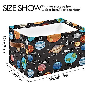 STAYTOP Large Storage Basket Cute Solar System Planets Collapsible Toy Storage Bins Waterproof Laundry Basket with Handle,Used for Home Closets, Offices, Bedrooms 2PCS