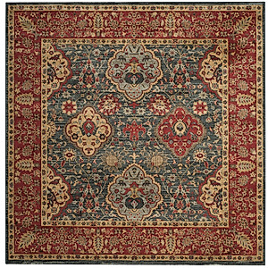 SAFAVIEH Mahal Collection 11' Square Navy / Red MAH655C Traditional Oriental Non-Shedding Living Room Bedroom Dining Home Office Area Rug