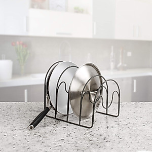 Spectrum Diversified Arc Lids for Pots & Pans, Storage & Organization, in-Cabinet Skillet & Bakeware Organizer, Sturdy Steel Kitchen Cupboard Organi, Medium, Satin Nickel