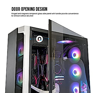 Segotep T1 Full-Tower E-ATX Gaming PC Case, Graphics Card Vertical Mounting w/Tempered Glass Side Panel, USB 3.0 Type-C I/O, Cable Management/Optional 360mm Radiator (No Fan Included)