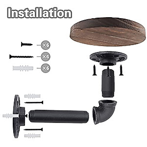 KeaJuidy Wall Mounted Floating Shelves Round Display Rack with Metal Industrial Pipe Brackets, 5.9 inch Industrial Pipe Shelving for Bedroom, Bathroom, Living Room, Kitchen, Set of 2