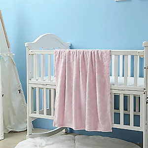 CREVENT Plush Super Soft Lightweight and Breathable Baby Blanket for Girls Infants Stroller Crib Bed Spring Summer All Seasons Use(30"X40" Pink)