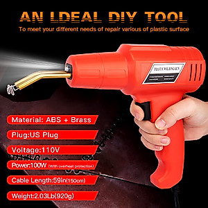 Plastic Welder Gun 100w Plastic Welder Car Bumper Repair Kit Plastic Welding Kit Hot Stapler Plastic Repair Kit with 400pcs Hot Wave Flat Staples,Plier,Knife