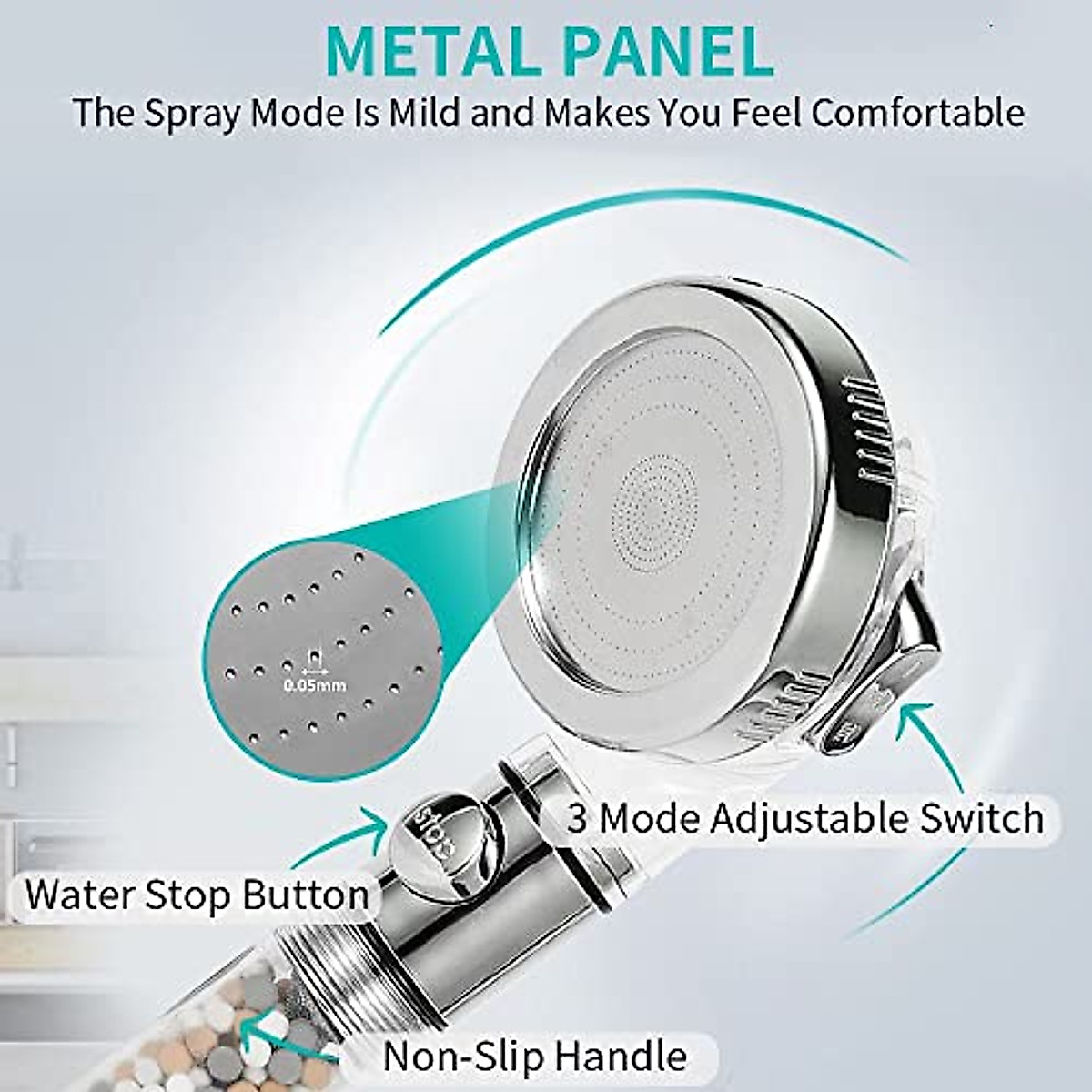 WHYJJQIAN High Pressure Shower Head with Handheld & Shower Filter for Hard Water,Detachable Water Saving & Massage Setting Shower Heads with Hose and Holder for Dry Skin & Hair