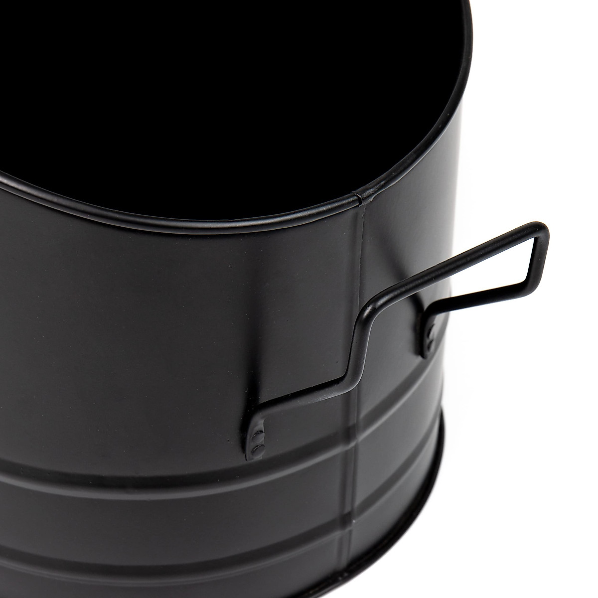 Mind Reader Ash Bucket, 6L (1.5 gal) Capacity, Wood Stove Fireplace Accessories, Metal, 9" L x 9" W x 10.5" H, Large, Black