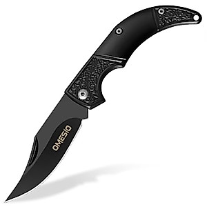 Omesio Pocket Knife Mini 3.34 inch Small Two-Handed Folding Knife Two-Handed Knife Keychain Knife Outdoor Sharp Black