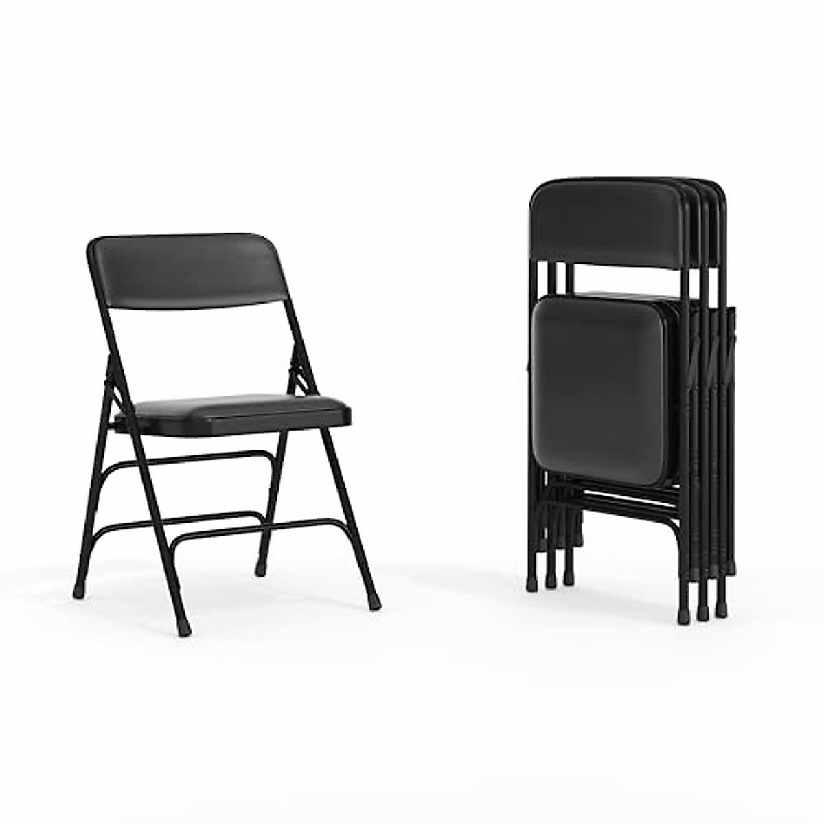 Flash Furniture Hercules Series Metal Folding Chairs for Parties and Weddings, Commercial Event Chairs with Padded Seats, 300-lb. Static Weight Capacity, Set of 4, Black