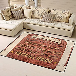 Custom Area Rug for Living Room Bedroom American Football Season Rugby Pardon The Noise Carpet Home Decor Personalized Area Rug with Your Text Soft Flannel Rugs for Apartment Dorm Room - 60x39 Inch