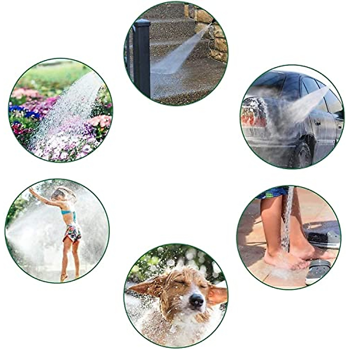 FINECHAO Garden Hose 5/8" x 50ft with 10 Function Water Hose Nozzle Sprayer, Commercial Grade Rubber Lead-in Heavy Duty Hose, 100% Rubber, Ultra-Light, Super Strong Hose…