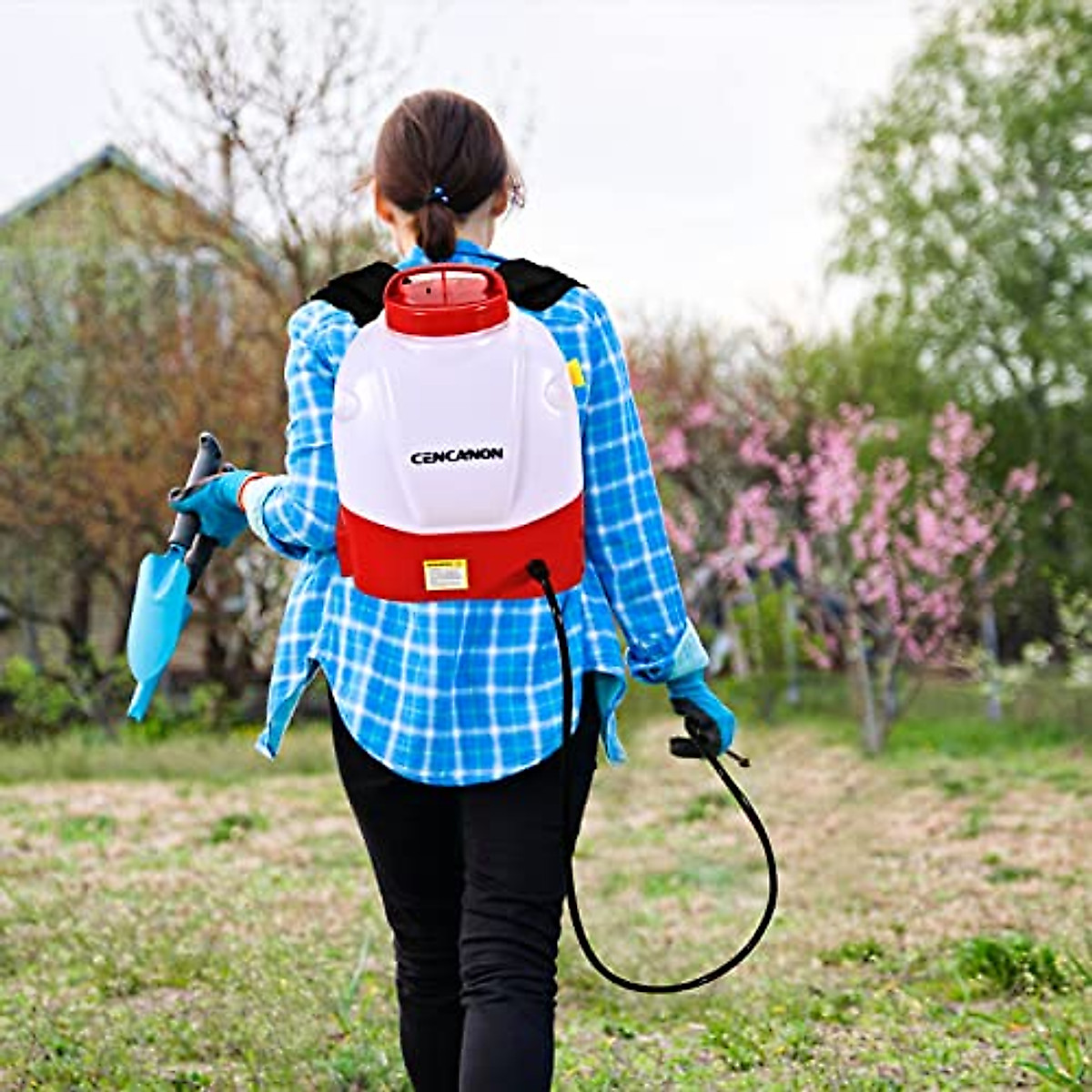 CENCANON 3 Gallon Battery Powered Backpack Sprayer Electric Garden Pump Sprayer W/Time Long-Life Battery and Spray Telescope Wand and Multiple Nozzles for Spraying Cleaning.