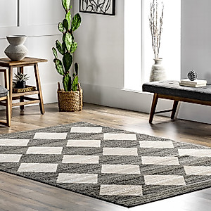 nuLOOM Gianna Contemporary Geometric Checker Tile Area Rug, 4x6, Grey
