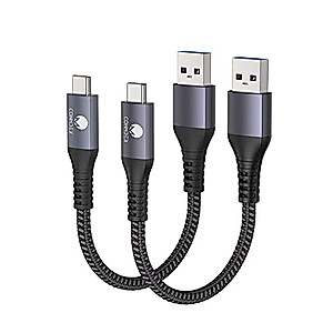 CONMDEX Type C Charger 10Gbps, (2-Pack, 1ft) USB 3.1 Gen 2 Android Auto USB C Cable, 3A Fast Charging Short Cord for Samsung Galaxy S10 S9 Plus Note 10 9, LG V30 V20 G6 G5, Google Pixel, Moto G Z2