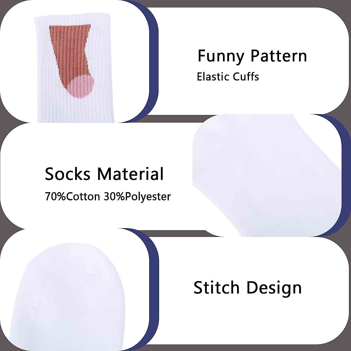 HAVMNO Show off Funny Colorful Novelty Socks ，Gag Christmas Brithday Gifts for Men and Women New Year