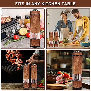 Electric Salt and Pepper Grinder Set, Batery Operated Automatic Salt and Pepper Grinder, One-Handed Operation, Salt and Pepper Grinder with LED light, Adjustable Coarseness (Wood)