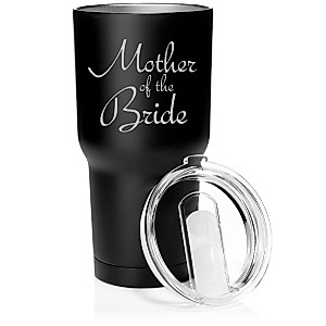 Smooth Body Tumbler Stainless Steel Vacuum Insulated Travel Mug Cup Gift Mother Of The Bride (Black, 30 oz)