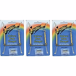 Creative Hobbies® Deluxe Plate Display Hangers, Spring Style - Assembled & Ready to Use - Hold 5 to 7 Inch Plates- Gold Wire Spring Type, Hanger Hooks & Nails Included -Pack of 3 Hangers