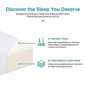 10in Queen Size Dual Layered Medium-Firm Memory Foam Mattress w/Open-Cell Cooling, CertiPUR-US Certified Foam, Removable Cover