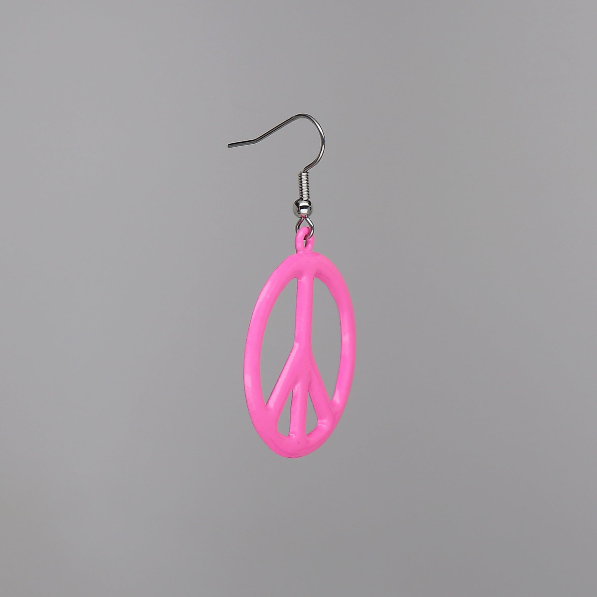 Hot Pink Hippie Peace Sign Dangle Earrings