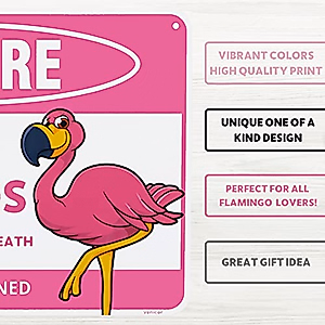 Venicor Flamingo Sign - 8 x 12 Inches - Aluminum - Pink Flamingo Gifts for Women Adults - Outdoor Flamingo Wall Decor Merch Yard Decorations