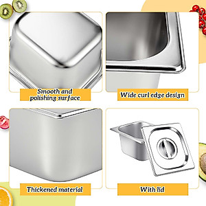 LOYIM 6 Pack Stainless Steel Hotel Pans with Lids Bulk 1/1,1/3,1/6 Size 4 Inch Deep Restaurant Steam Table Pans Catering Pans for Commercial Kitchen Food Storage