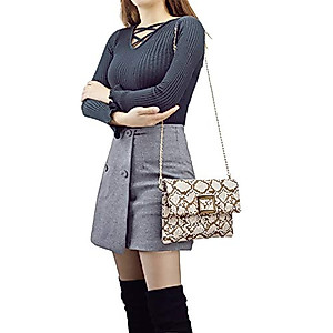 Ayliss Women's Snakeskin Bag Handbag Shoulder Clutch Purse Evening Bag PU Leather Crossbody Bag Chain Strap
