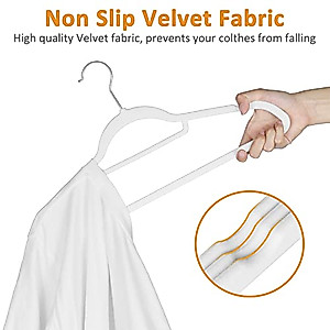 Micuul Velvet Hangers 50 Pack, Pink Hangers with Tie Bar, Non-Slip & Durable Clothes Hangers Holds up to 18 lbs, Heavy Duty 360 Degree Swivel Felt Hangers for Coats, Pants & Dress Clothes White