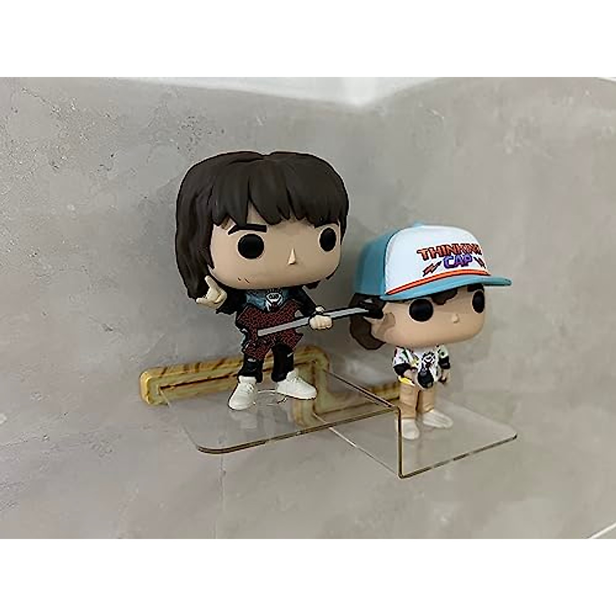 YODAR 5 Pack Clear Acrylic Organizers Shelves for Funko Pop Figures, Invisible Riser Display Shelf for Wall Storage Decor, Floating Display Ledge for Figures Stand Collection, Shining at Night