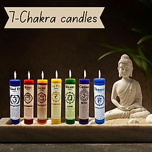 Vrinda® 7 Chakra Scented Candle, 7" - Aromatherapy Candle Set for Meditation, Yoga, and Relaxation - Hand-Poured with Natural Essential Oils (Red)