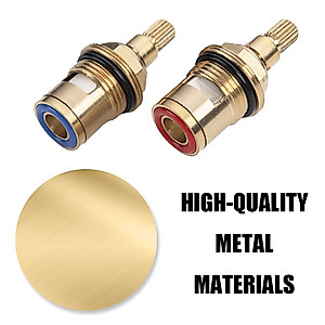 2 Pcs Quarter Turn 1/2" Replacement Tap Valves Brass Ceramic Stem Disc Cartridge Faucet Valves Replacement Valve Cartridge Spares for Faucet Metal
