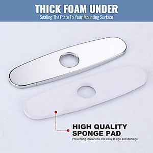 WOWOW Faucet Plate,Kitchen Sink Cover Stainless Steel Plate for 1 or 3 Hole Bathroom or Kitchen Sink Faucet Mixer Tap 10 Inch Escutcheon Hole Covers Chrome