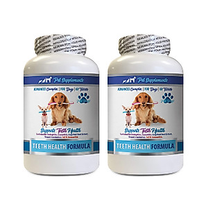 PET SUPPLEMENTS Dog Bad Breath Chews - Dog Teeth Health Formula - Advanced Support Complex - Overall Health - Dog Vitamin c - 2 Bottles (120 Tablets)