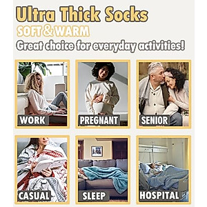 Breslatte Ultra Thick Longer Slipper Socks for Women Non Slip Socks Womens Hospital Socks with Grippers for Women Grippy Socks 3pair lightcolor