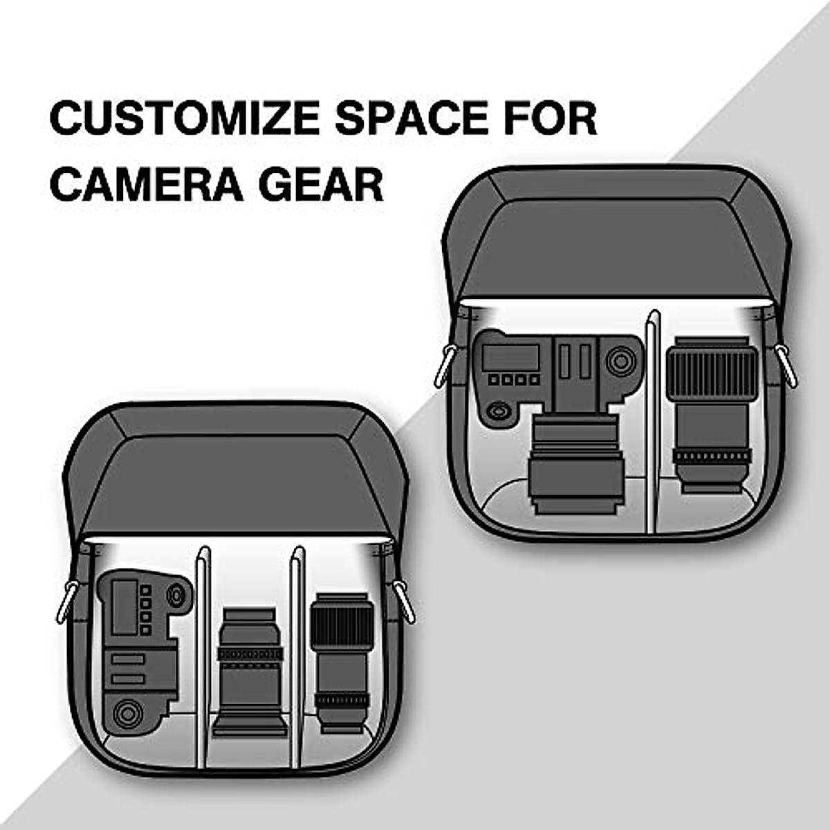 BAGSMART Camera Bag, SLR DSLR Canvas Camera Case, Vintage Padded Camera Shoulder Bag with Rain Cover for Women, Men, Black